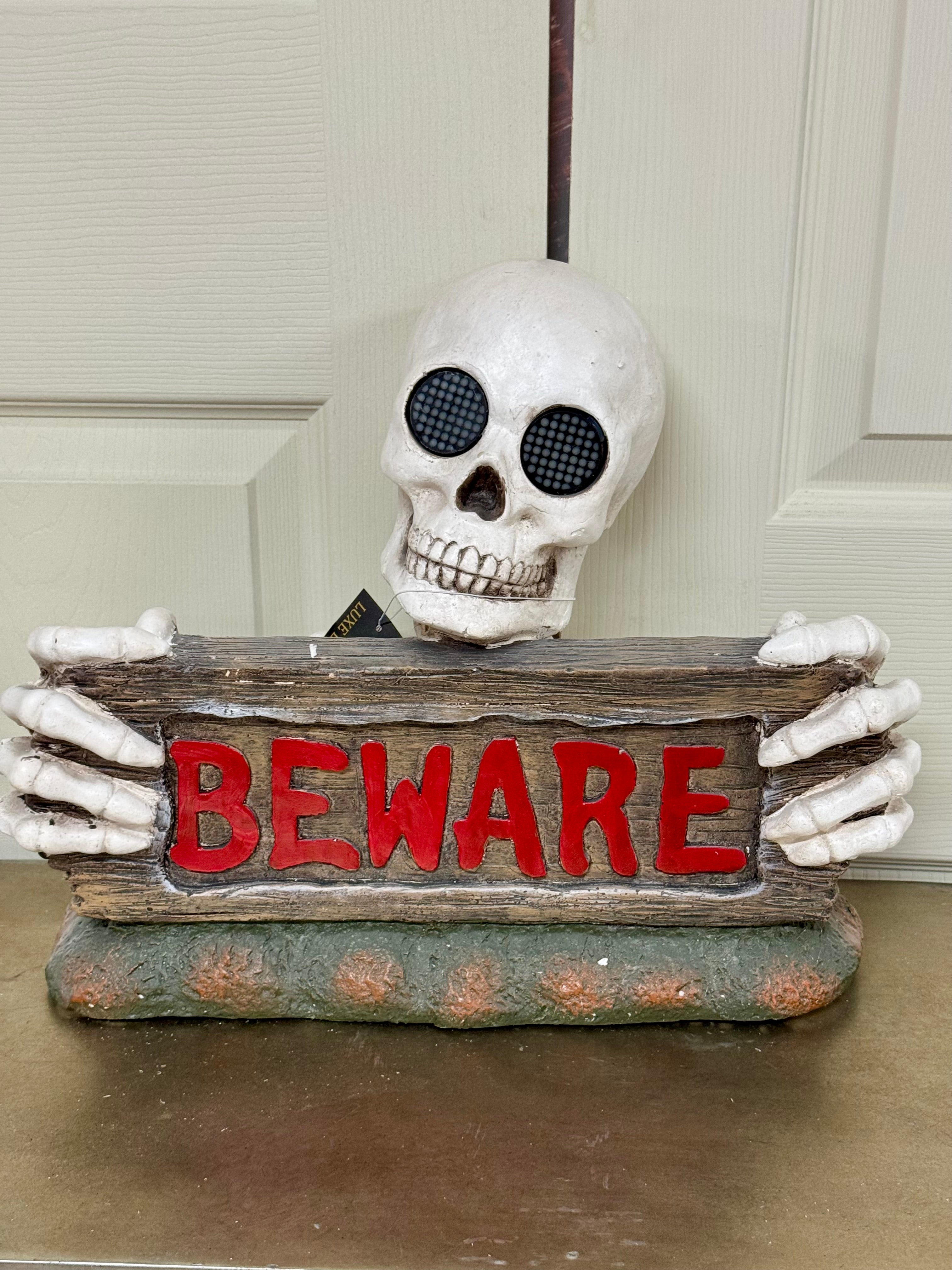 12 Inch Beware Skull And Skeleton Light Up Decor – TMIGifts