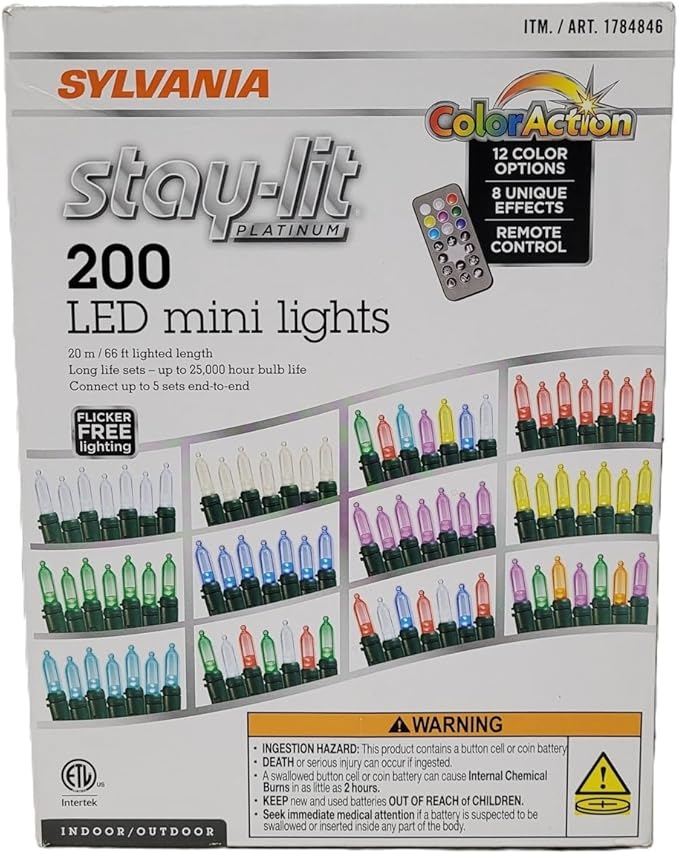 SYLVANIA Stay Lit Platinum Strings Christmas Lights - Color Action Min ...