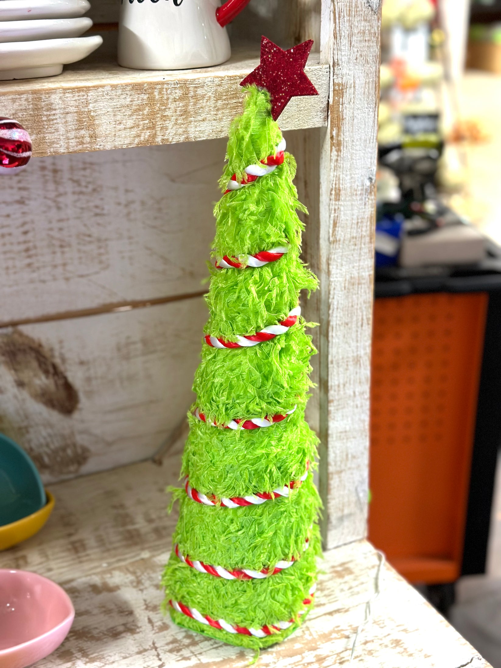 21 Inches Long Lime Green Furry Tree With Star – TMIGifts