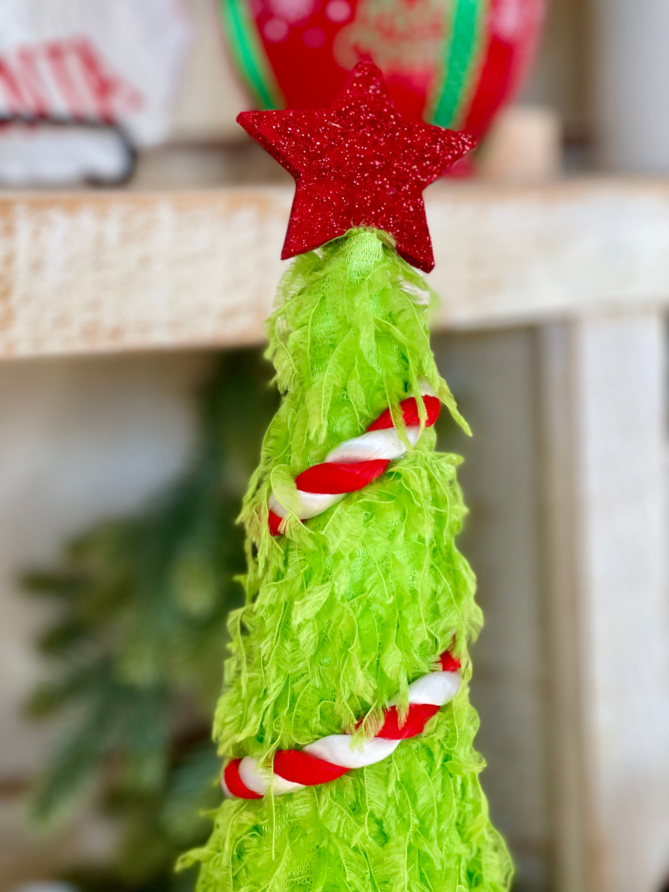 21 Inches Long Lime Green Furry Tree With Star – TMIGifts