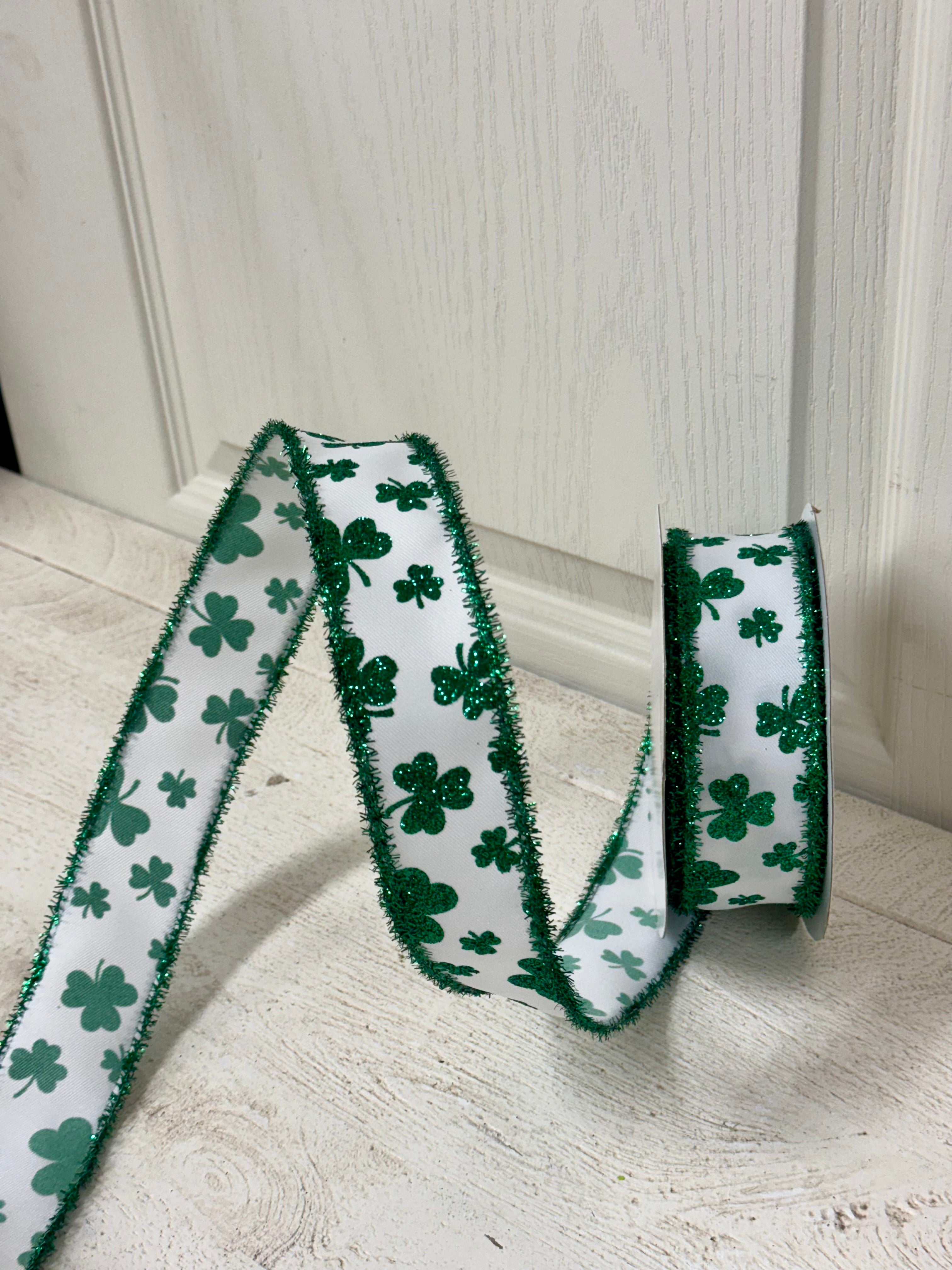 1.5 Inch By 10 Yard Kelly Green Shamrock Tinsel Ribbon – TMIGifts