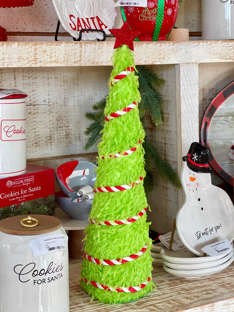 21 Inches Long Lime Green Furry Tree With Star – TMIGifts